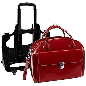 McKlein W Series Laptop Rolling Briefcase, Red Leather (94366)