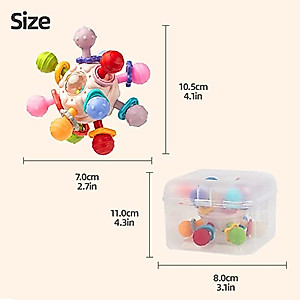 Baby Sensory Teething Toys, Atomic Ball Chew Toys Rattle & Teether Grasping Activities Infant Toy for 0 6 12 Months Boys & Girls Gift(Pink)