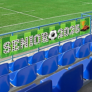 FuWeave Soccer Graduation Party Decorations Large 2025 Senior Night Soccer Banner 9.84 x 1.97 ft Soccer Backdrop Photography for Soccer Player Gift Sport Party Favors Decoration
