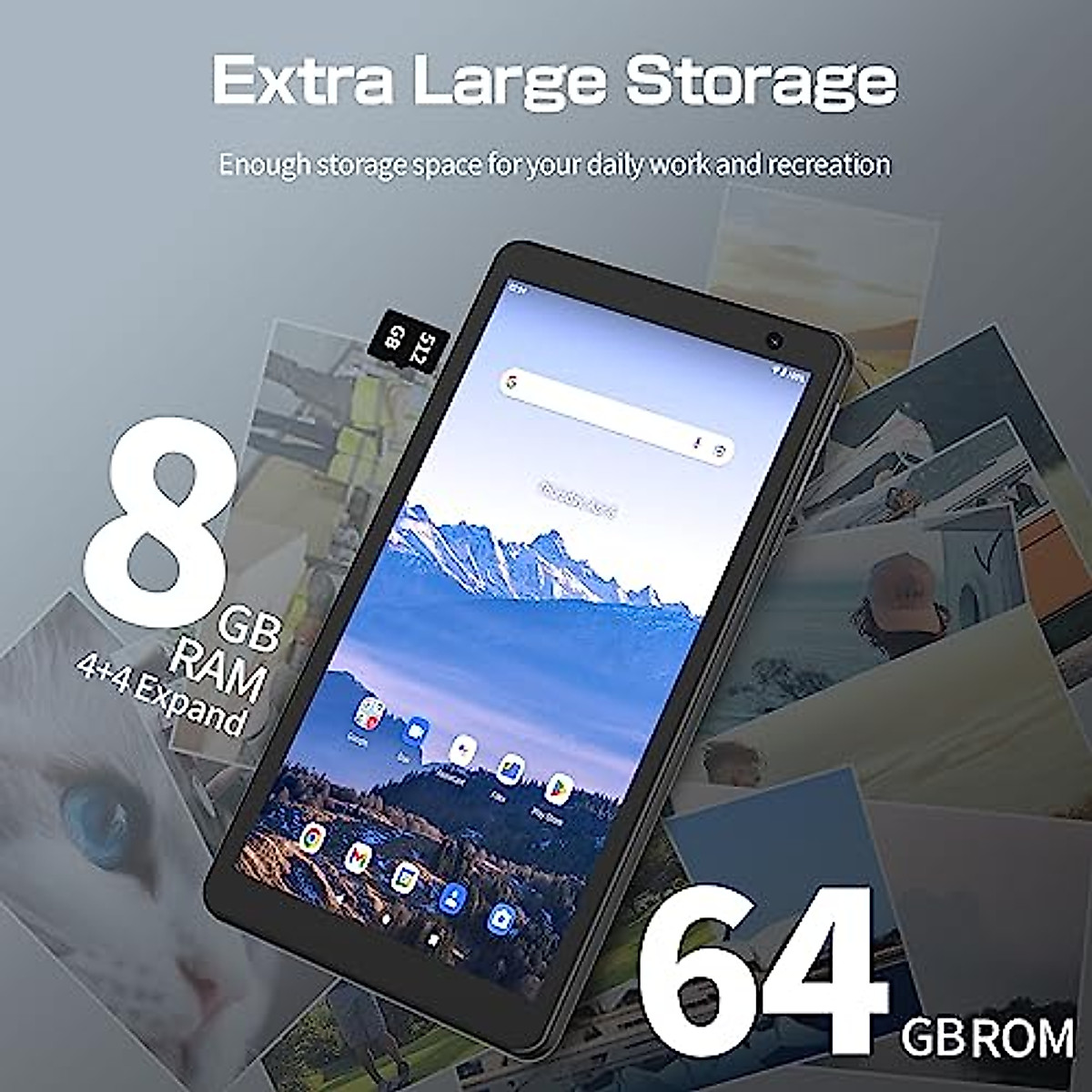 VOLENTEX Tablet, 8 inch Android 13 Tablets with 8GB RAM+64GB ROM 1TB Expand,1280x800 HD IPS Screen, 5000mAh Battery, Dual Cameras, Bluetooth, 5G WiFi Tablets PC (Gray)