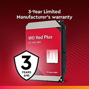 Western Digital 6TB WD Red Plus NAS Internal Hard Drive HDD - 5640 RPM, SATA 6 Gb/s, CMR, 128 MB Cache, 3.5" -WD60EFZX