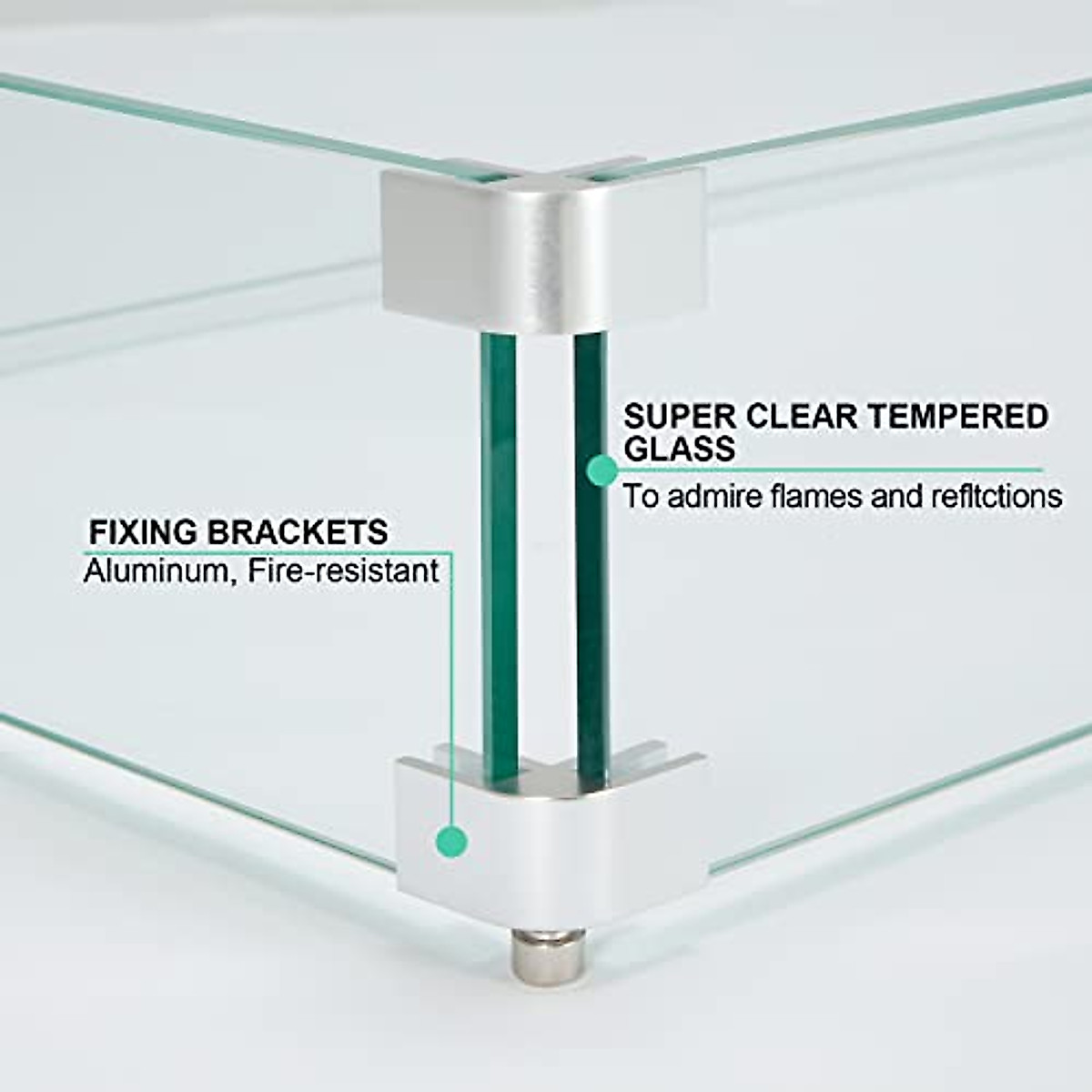 HOMREST Fire Pit Wind Guard Rectangular, 33"x15.35"x4.72" Tempered Glass Flame Guard, Fire Pit Table Wind Guard Fence for Rectangular Outdoor Patio, Clear HD Glass 0.39 Inch Thick