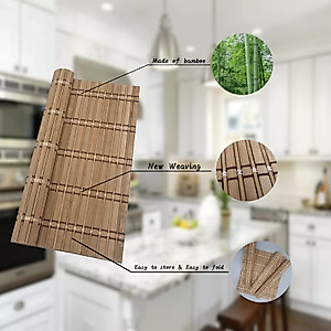 ANDSTAR Set of 4 Bamboo Slats Placemat Modern Table Bamboo Placemats Natural Anti-Slip Bamboo Placemats Washable Heat-Resistant Table Mats for Kitchen Dinning Room Table Decor(Green)