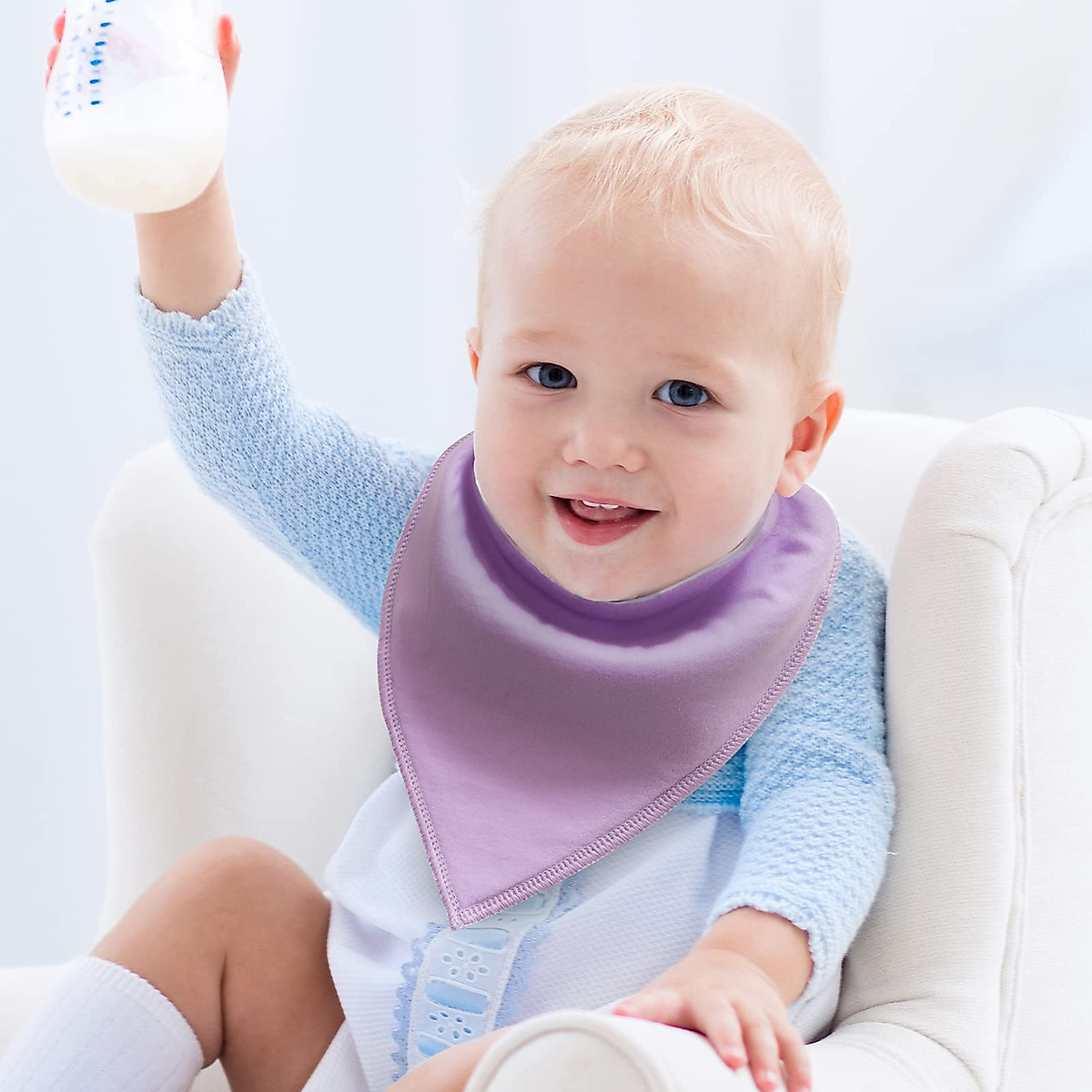 Little Tots Baby Bandana Drool Bibs for Boys, Girls, Baby Unisex Cotton Bibs 10 Pack Soft and Absorbent (Magical ocean)