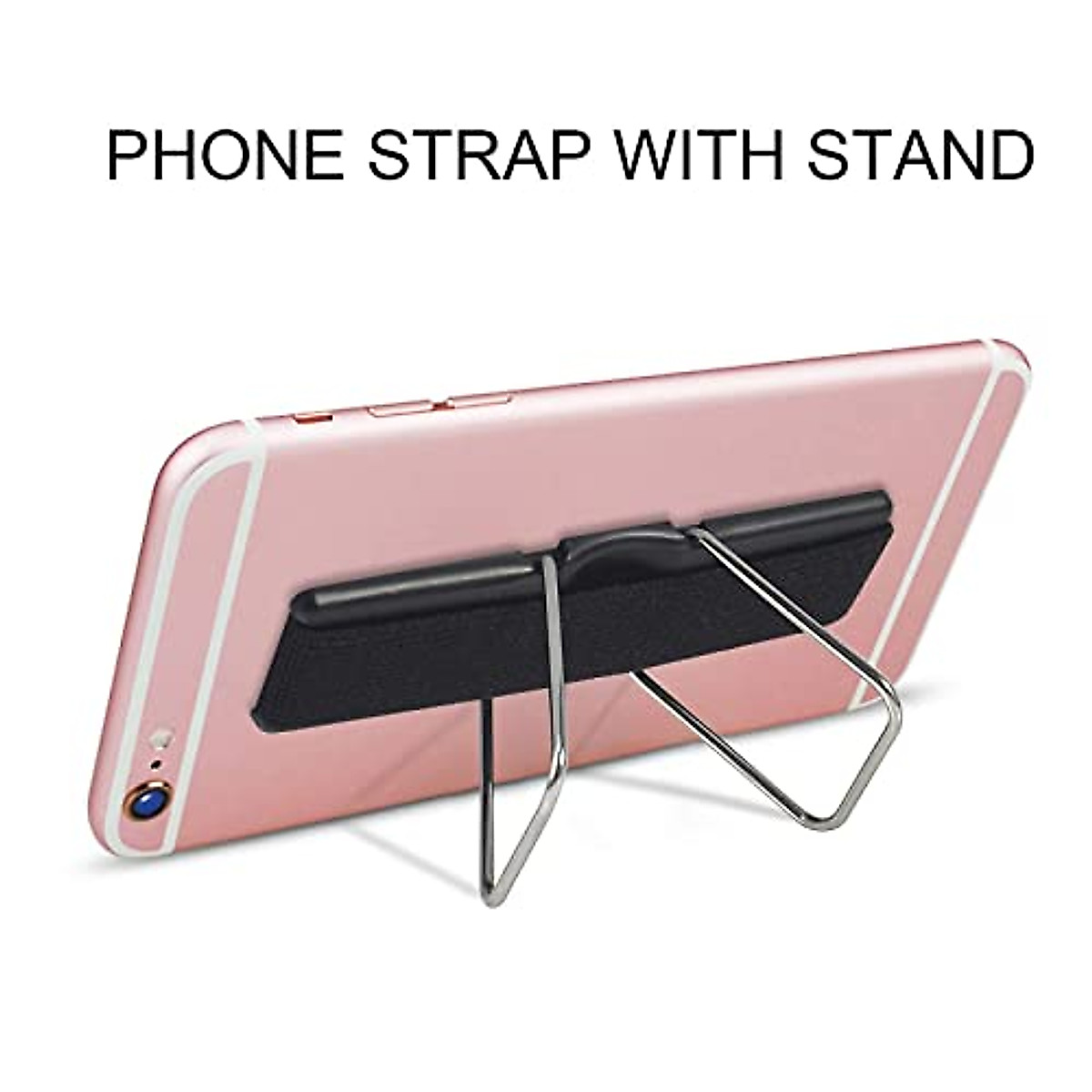 Phone Strap, CISID 4 Pcs Phone Finger Holder Back of Phone Grip with Stand Suitable for iPhone Samsung and Most Smartphones(Black Black Silver Rose Gold 4PCS)