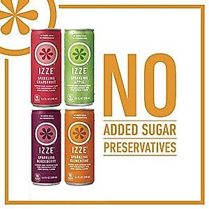 IZZE Sparkling Juice, 4 Flavor, Variety Pack, 8.4 Fl Oz Can (Pack of 24) Blackberry, Clementine, Apple, Grapefruit