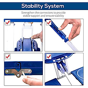 Outsunny Portable Foldable Camping Picnic Table Set with Four Chairs and Umbrella Hole, 4-Seats Aluminum Fold Up Travel Picnic Table, Blue