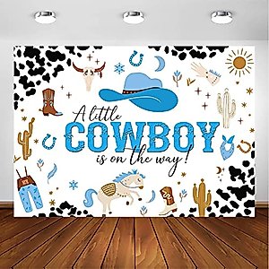 Avezano Cowboy Baby Shower Backdrop for Boy Wild West Theme Baby Shower Photography Background Western Rodeo Cow Country Baby Shower Party Decorations Photoshoot (7x5ft)