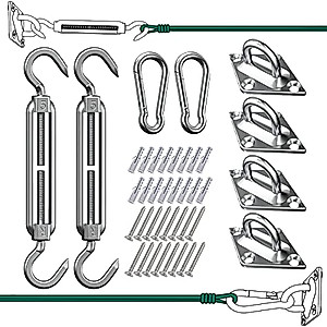 EVERSEE Sun Shade Sail Hardware Kit 5 inch 304 Stainless Steel for Rectangular/Square/Triangle Sun Shade Sail Installation Patio Lawn and Garden, Heavy Duty Anti-Rust Sail Shade Hardware Kit, 40 Pcs