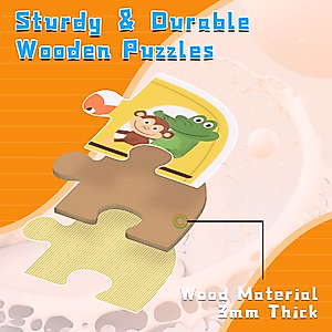 FLYINGSEEDS 6 Packs Vehicles Shaped Wooden Jigsaw Puzzles for Toddlers 1-3, Easy Puzzles with Pattern Blocks, Montessori Learning Toys Preschool Educational Game Class Teaching Best Gifts for Kids 2-4