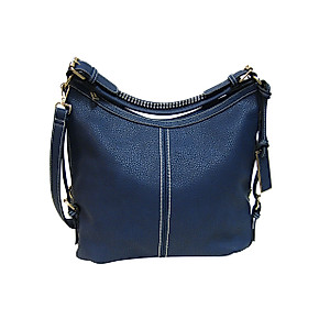 Roma Leathers Gun Concealment Purse - Vegan Leather, Convertible Multi-Purpose Strap Lockable YKK Zipper (Navy)