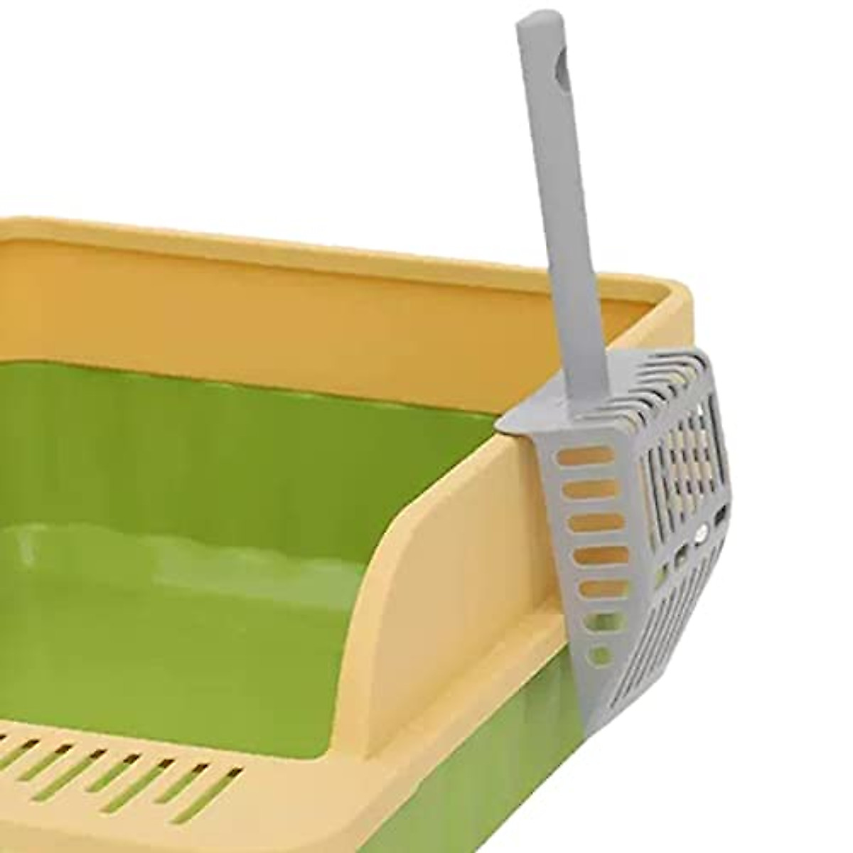 MagiDeal Pet Litter Tray Potty Toilet High Sided Cat Litter Box for Small and Medium Cats, Green Yellow