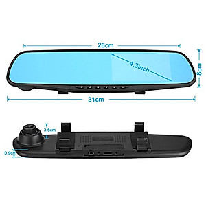 Car DVR Rear view Mirror Video Recroder 4.3" inch Car Camera Dual lens Cam night