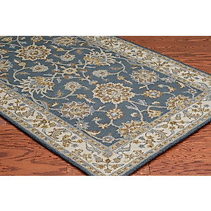 Rizzy Home Ashlyn Collection Wool Area Rug, 2'6" x 8', Blue/Ivory