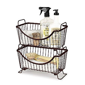 Spectrum Diversified Ashley Stackable Storage Basket, Large, Bronze (20324)