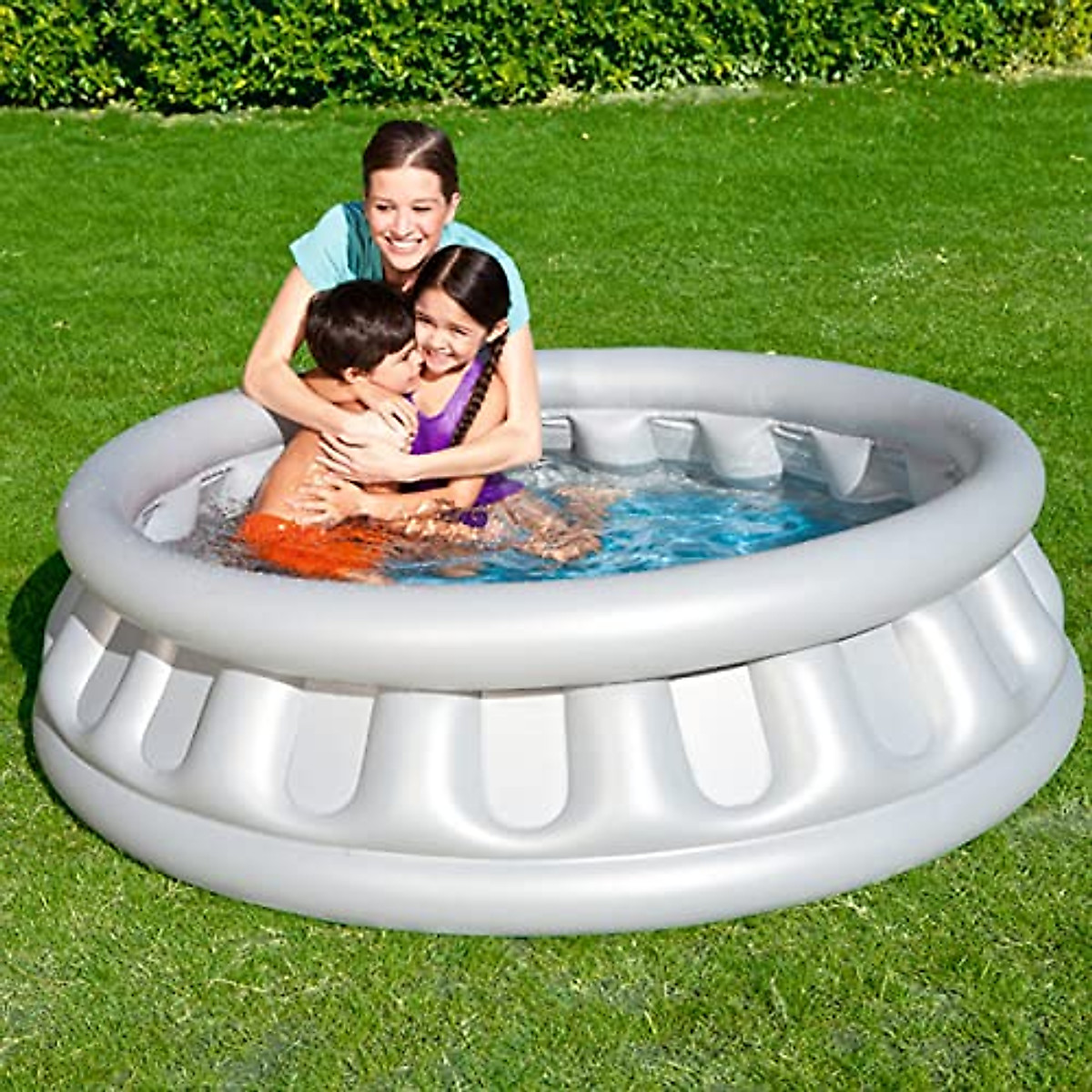 Round Blow up Pool - UFO Shape Inflatable Thicken Kid Pool - Family Blow Up Kid Pool Full-Sized Play Center for Kids Children, Backyard Garden Outdoor Summer Die