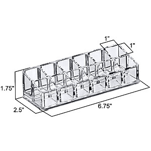 Amazing Abby - Glamour - 12-Slot Acrylic Lipstick Organizer, Lipstick Holder, Lip Gloss Holder, Cosmetic Storage Display, Perfect Storage Solution for Drawer and Vanity (Slot Size: 0.9" x 0.9")