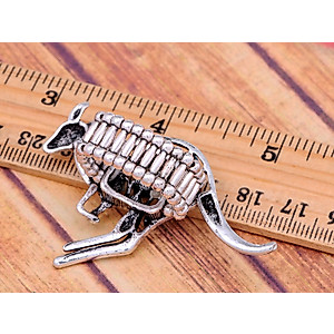 Alilang Antique Silvery Tone Synthetic Aquamarine Australian Kangaroo Statement Ring