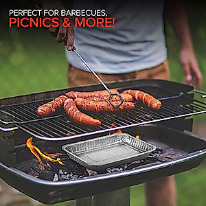 Stock Your Home 1.25” Aluminum Drip Pan (25 Count) Disposable Foil Liner, Compatible with Weber Grills, Dripping Pans, BBQ Grease Tray to Catch Oil, Outdoor Weber Grill Accessories