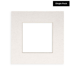 12x12 Mat Bevel Cut for 8x8 Photos - Precut White Linen Canvas Square Shaped Photo Mat Board Opening - Acid Free Matte to Protect Your Pictures - Bevel Cut for Family Photos, Pack of 1 Matboard