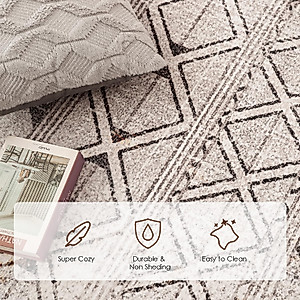 OMERAI Washable Rugs 5x7 Boho Washable Rug Anti-Slip Backing Soft Woven Washable Rug for Living Room, Bedroom, Home Decor, Beige Washable Area Rug (5'x7', Khaki)