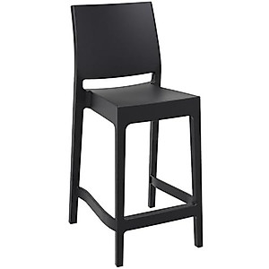 Home Square Resin 25.6" Counter Stool in Black - Set of 2