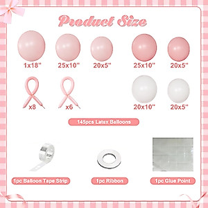 Coquette Birthday Decorations 145 Pcs Coquette Bow Pink and White Balloon Arch Kit Include Bow Balloon Light Pink White Bow Balloons for Pink Bow Birthday Party Decorations