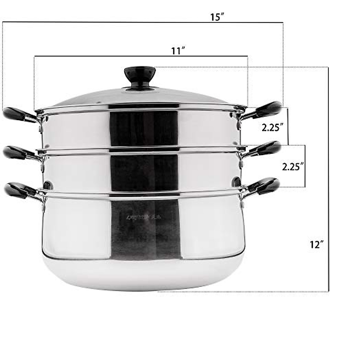 3 Tier Multi Tier Layer Stainless Steel Steamer Pot For Cooking With Stackable Pan Insert/Lid, Food Steamer, Vegetable Steamer Cooker, Steamer Cookware Pot, Vaporeras Para Tamales, Multilayer 16 qt