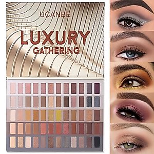 UCANBE 60 Colors Naked Eyeshadow Palette, Warm Neutral Nudes Makeup Pallet, Natural Matte Glitter Shimmer Smokey Eye Shadows Halloween Cosmetic Gift Kit