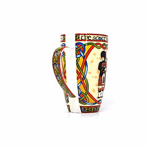 Scotland Piper Mug Cup with Scottish Red Celtic Knots Design and Highland Bagpipes by Royal Tara