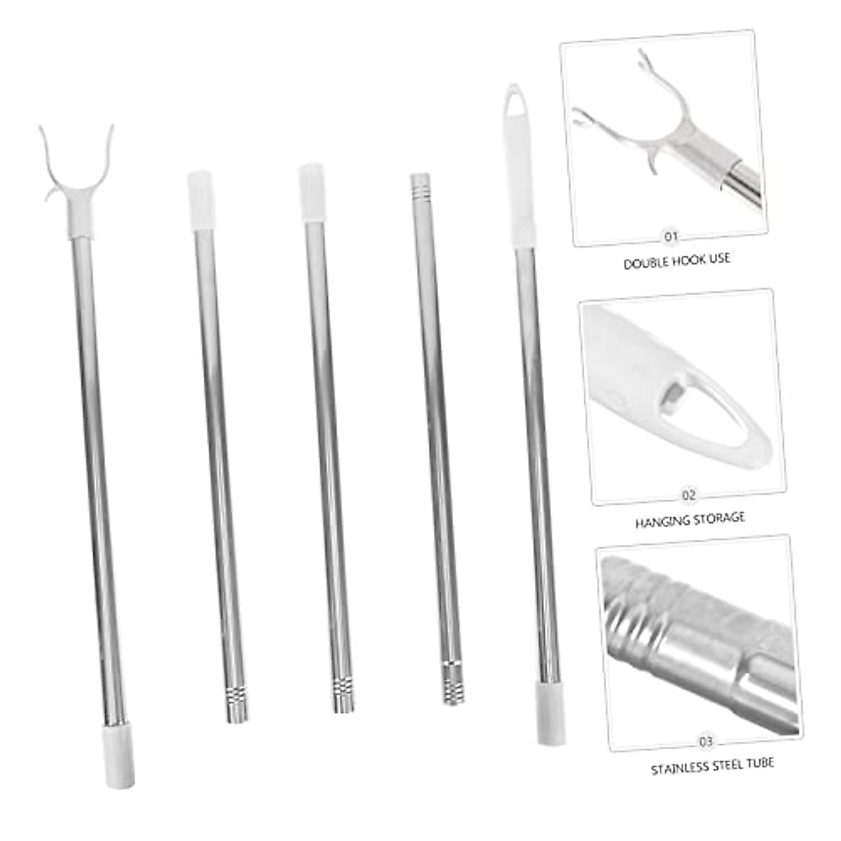 Cabilock Extendable High Areas Reach Indoor Retractable Pole Easy Clothes Clothesline Clothing Stainless Clo Telescoping Household Stick Long Detachable Cm Outdoor Top for Adjustable Rod