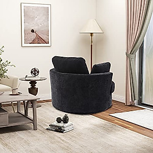 360° Swivel Accent Barrel Chair with 3 Pillows Furniture Set,Upholstered Oversized Leisure Round Loveseat Recliner Cozy Club Sofa Chaise Lounge Circle Armchair for Living Room/Hotel/Nursery/Office
