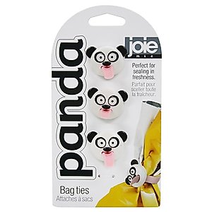 MSC International 38100 Joie Panda Bag Ties, Silicone, Set of 3, Bar Ties, Panda