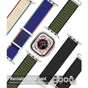 Nhoebwe Upgrade Design Alpine Loop Nylon Band Compatible with Apple Watch Band 49mm 45mm 44mm 42mm 41mm 40mm 38mm Men Women, Detachable Adjustable with Metal C-Hook Strap for iWatch Series