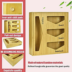 bamboo food sandwich ziplock bags storage organizers and storage drawers for drawer kitchen, gallon plastic gallon quart ziploc baggie holders dispenser…
