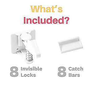 Cabinet Locks Child Safety Latches - Baby Proofing Cabinets & Drawers Locks - Child Proof Your Home - No Drilling & No Tools Required! (8 Pack)