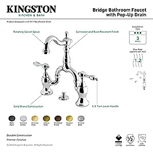 Kingston Brass KS7972TAL Tudor Bridge Bathroom Faucet, Polished Brass, 10.75 x 8 x 2.13