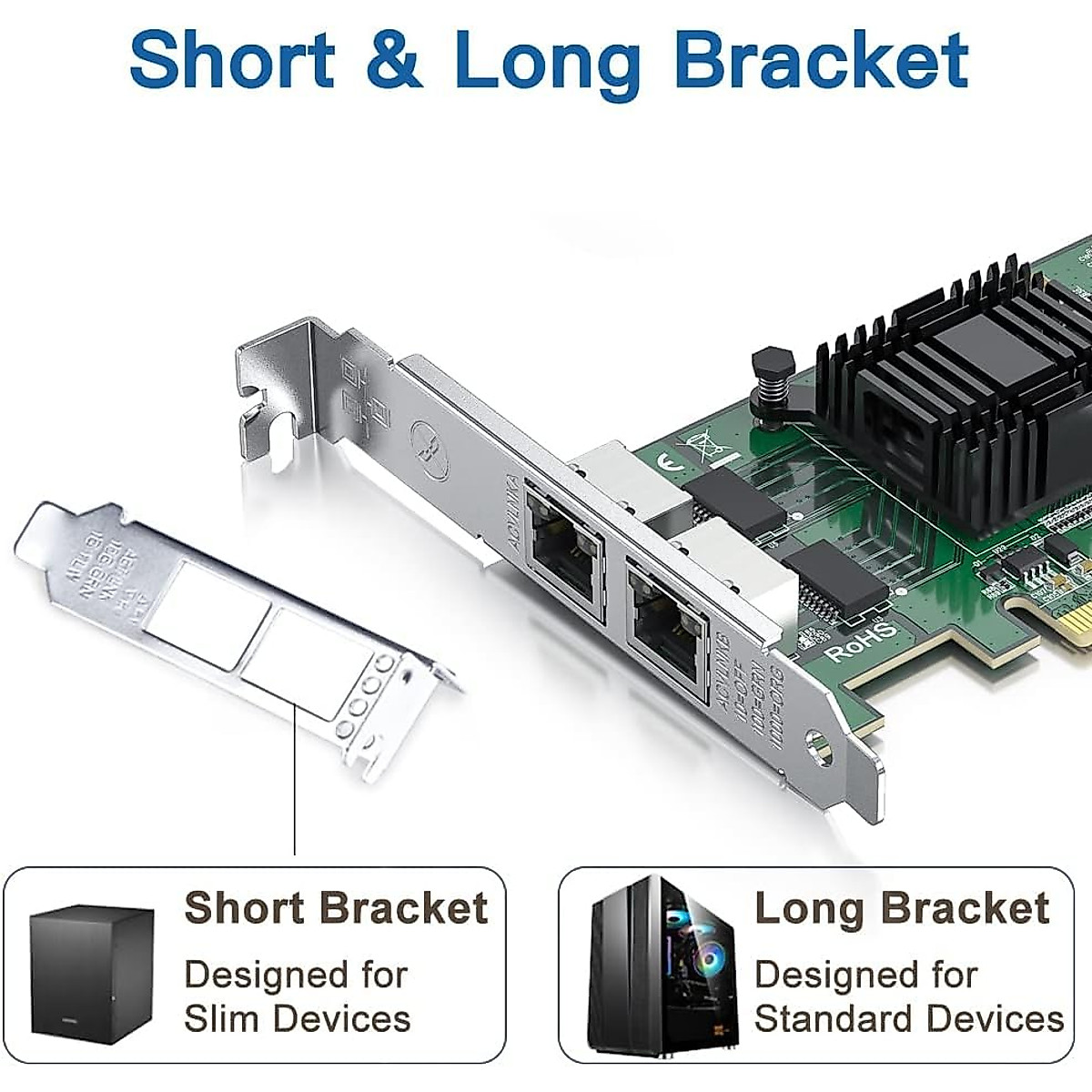 10/100/1000Mbps Gigabit Ethernet Network Interface Card (NIC) Dual Copper RJ45 Ports, with Intel 82576 Chip, Equivalent to Intel E1G42ET, PCIE 2.0 X1, Support Windows/Windows Server/Linux/VMware ESX