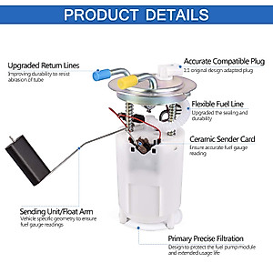 Fuel Pump Assembly w/Sensor Replace# E3549M Compatible with 02-04 Chevy Trailblazer & Trailblazer EXT; 04 Buick Rainier; 02-04 GMC & Oldsmobile Bravada; 03-05 Isuzu Ascender 4.2L I6/5.3L V8/4.3L V6