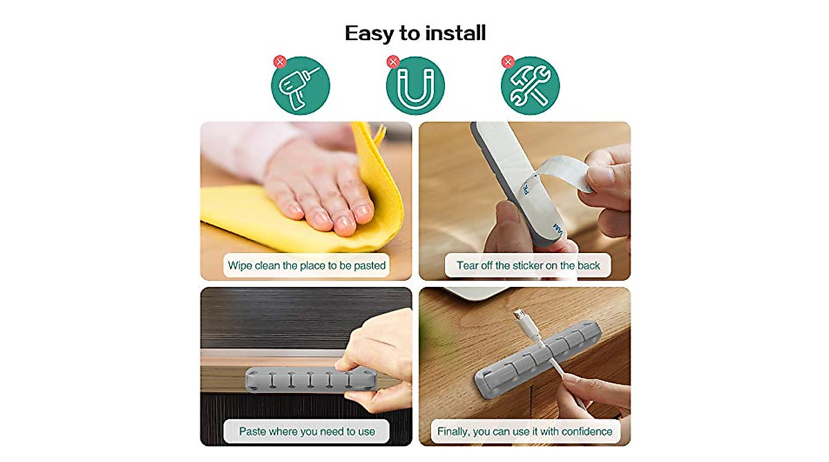 2 Pack Silicone Cable Holder Clips for Organized Charging
