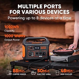 Jackery Explorer 1000 Portable Power Station, 1002Wh Capacity with 3x1000W AC Outlets, Solar Generator for Home Backup, Emergency, Outdoor Camping (Solar Panel Optional)