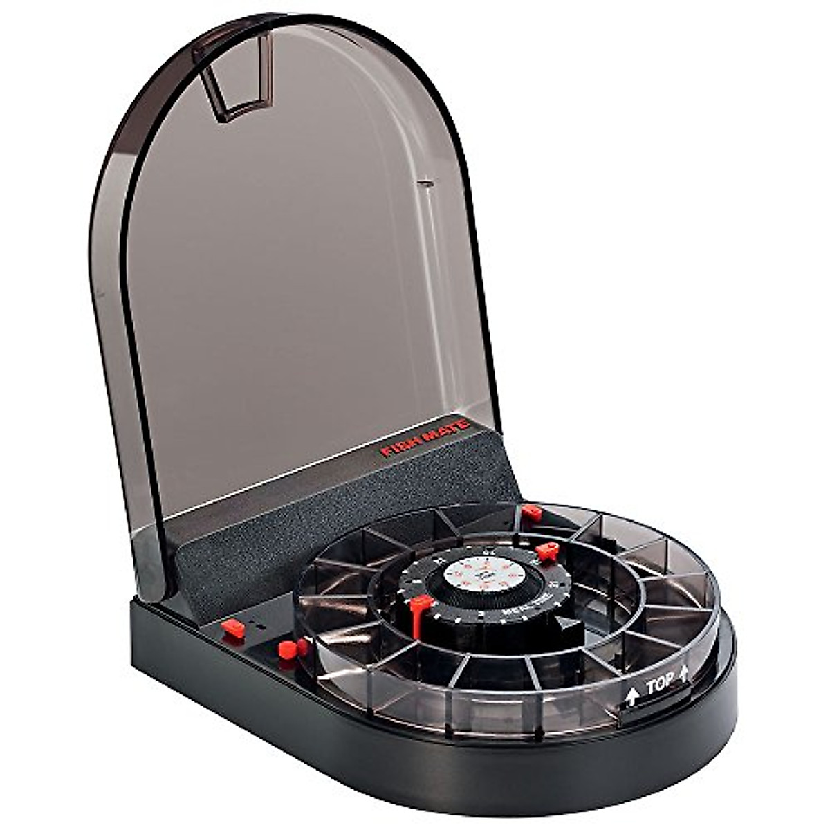 Fish Mate F14 Automatic Fish Feeder for Aquarium or Fish Tank for Vacation or Daily Use - Sits on Hood of Tank or Will Clip to Side with Included Clamps - Serves up to 14 Meals