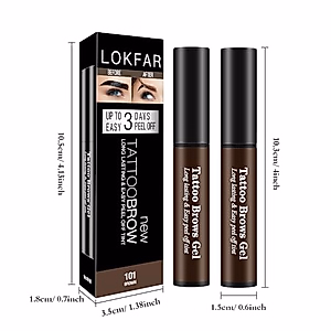 LSxia 2 Pcs Peel Off Tattoo Eyebrow Gel Set, Natural Color Eye-Brow Gel Long-Lasting Waterproof Eyebrow Tattoo, Easy Peel Off Eyebrow Brow Tattoo Makeup -Up To 3 Days (Brown)