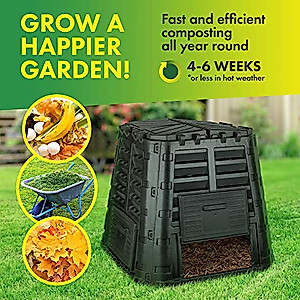 Garden Composter Bin Made from Recycled Plastic – 110 Gallons (420Liter) Large Compost Bin - Create Fertile Soil with Easy Assembly, Lightweight, Aerating Outdoor Compost Box – by D.F. Omer