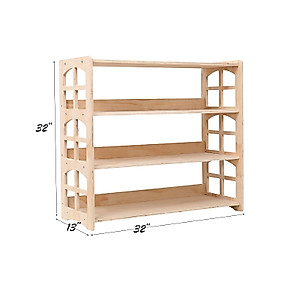 FDHUIJIA Montessori Bookshelf Toy Shelf Kids Storage Organizer for Toys Book Shelves for Kids Room Sturdy and Safe Toddler Wood Classroom Childrens Bookcases(4Tier)
