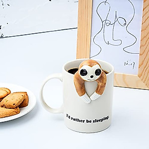 Funny Sloth Coffee Mugs Gift for Women - Unique Cute Sloth Gifts for Women, Men - Birthday Gift for Friends, Coworkers, Aunt, Sister, Mom - I'd Rather Be Sleeping - Sarcastic Novelty Gag Office Gift