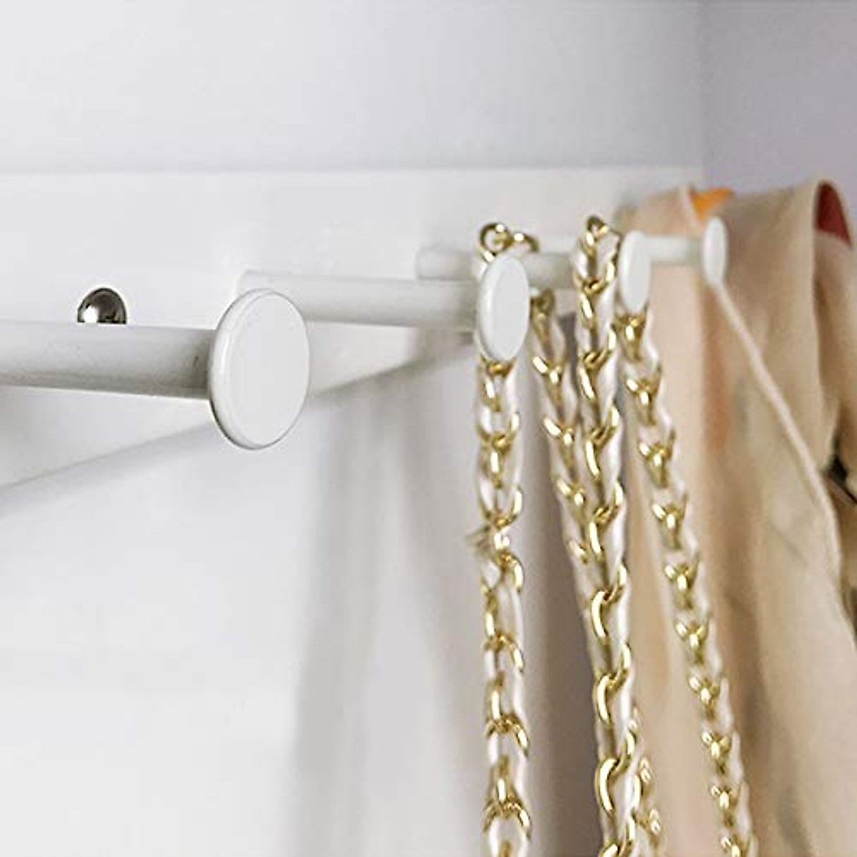 Kelendle Extendable Sliding Wardrobe Hook Rail with Hardware Pull Out Closet Rod Clothing Hanging Hooks Organizer for Home, Office, Hotel (5 Hooks)