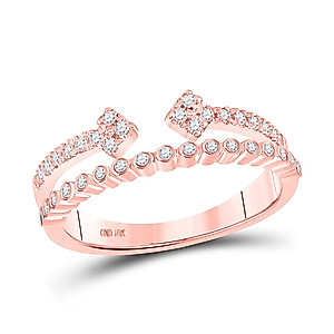 The Diamond Deal 10kt Rose Gold Womens Round Diamond Modern Fashion Ring 1/4 Cttw