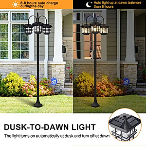 Aluminum Classic Black Solar Lamp Post Lights - 3-Head Waterproof Outdoor Street Lights for Backyard, Garden, Driveway, Lawn (LED Bulbs Included)