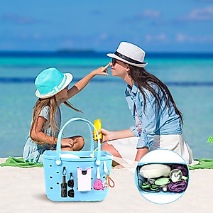 6Pcs Clear Beach Bag Organizer Accessories 17.7X10.5X8in for Bogg Bag X Large Storage Bag, with Insert Phone Holder and Hooks key Holder for Bogg Bag Organizing Your Bag and Divide Spac